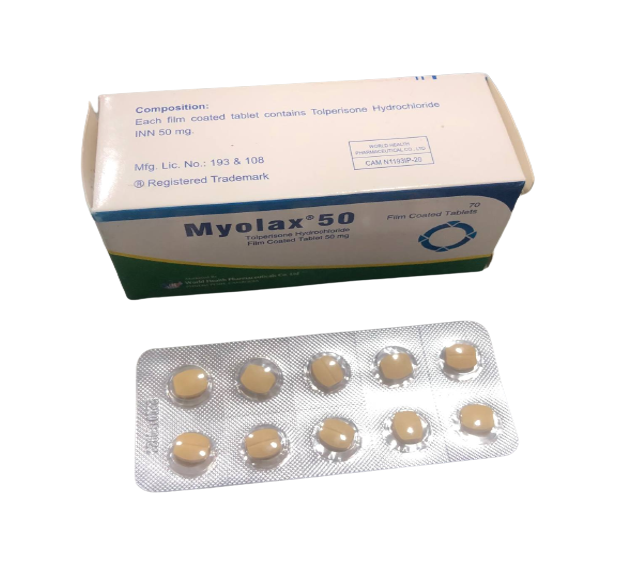 Myolax Tolperisone Hydrochloride 50mg incepta (box/70tab) - បាយមេដ ...