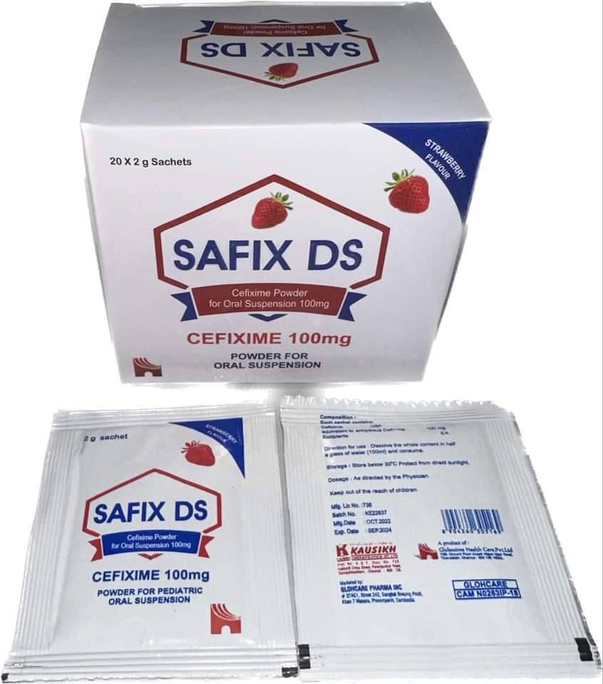 Safix-Ds cefixime 100mg zota (box/20sac/2gr) - បាយមេដ ខេមបូឌា - Buymed ...