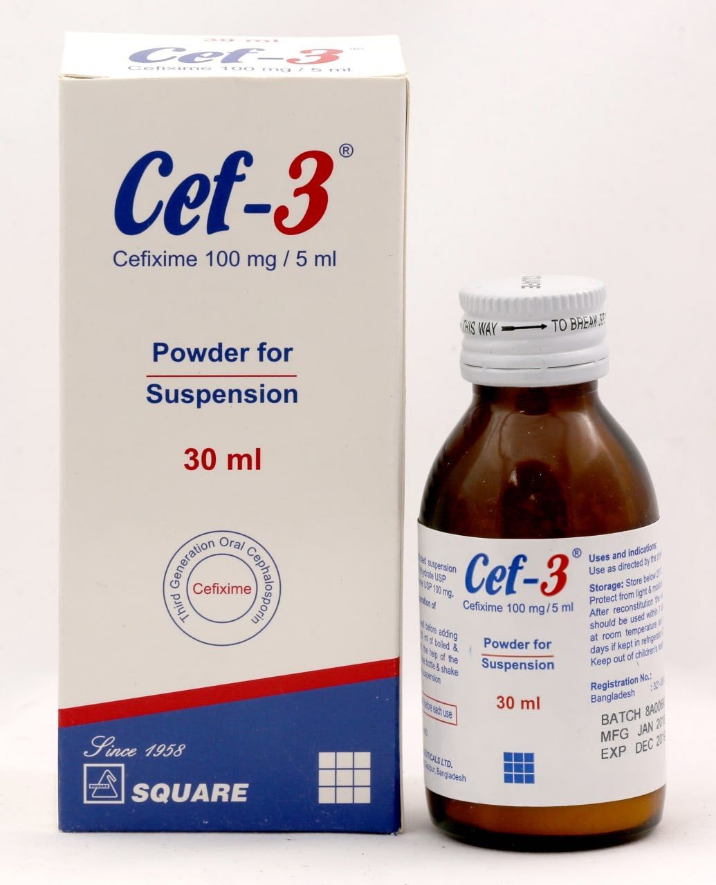 Cef-3 Suspension Square (Bottle/30ml) - បាយមេដ ខេមបូឌា - Buymed ...