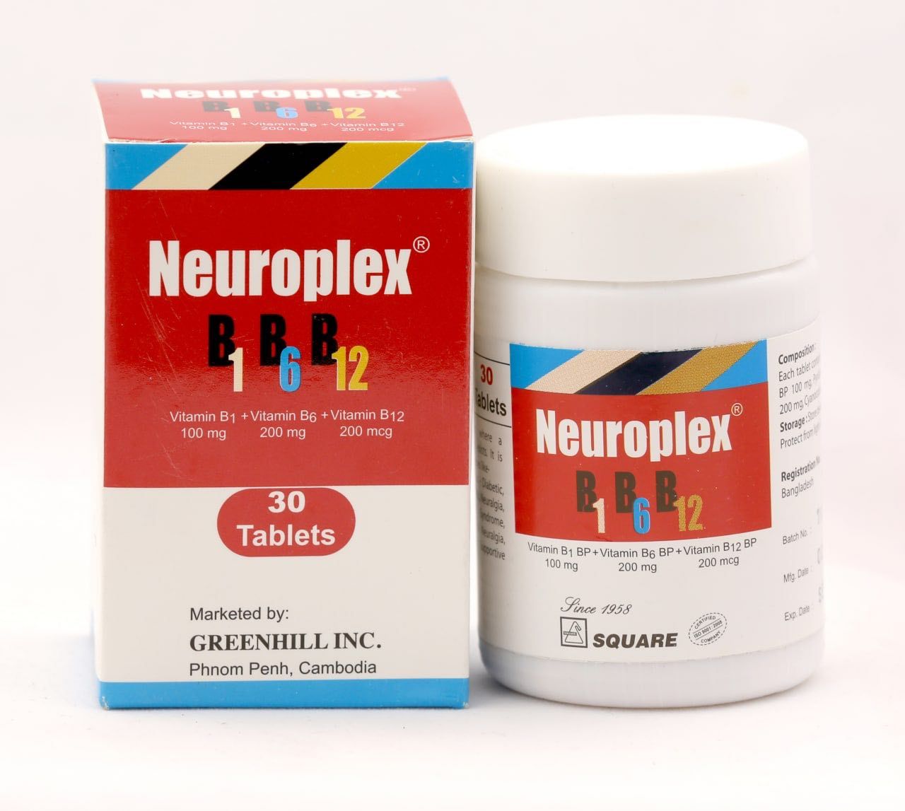 Neuroplex B1 B6 B12 Tab Square (B/30 Tabs) - បាយមេដ ខេមបូឌា - Buymed ...