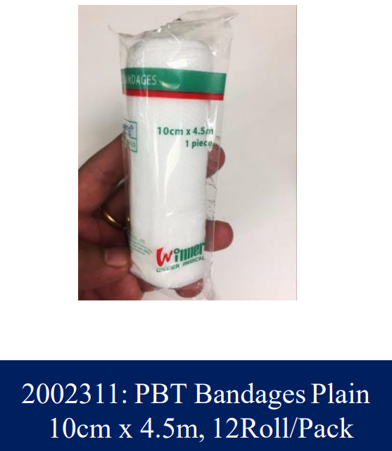 PBT Elastic Bandages Plain 10cm x 4.5m Winner (Pack/12 Rolls) - បាយមេដ ...