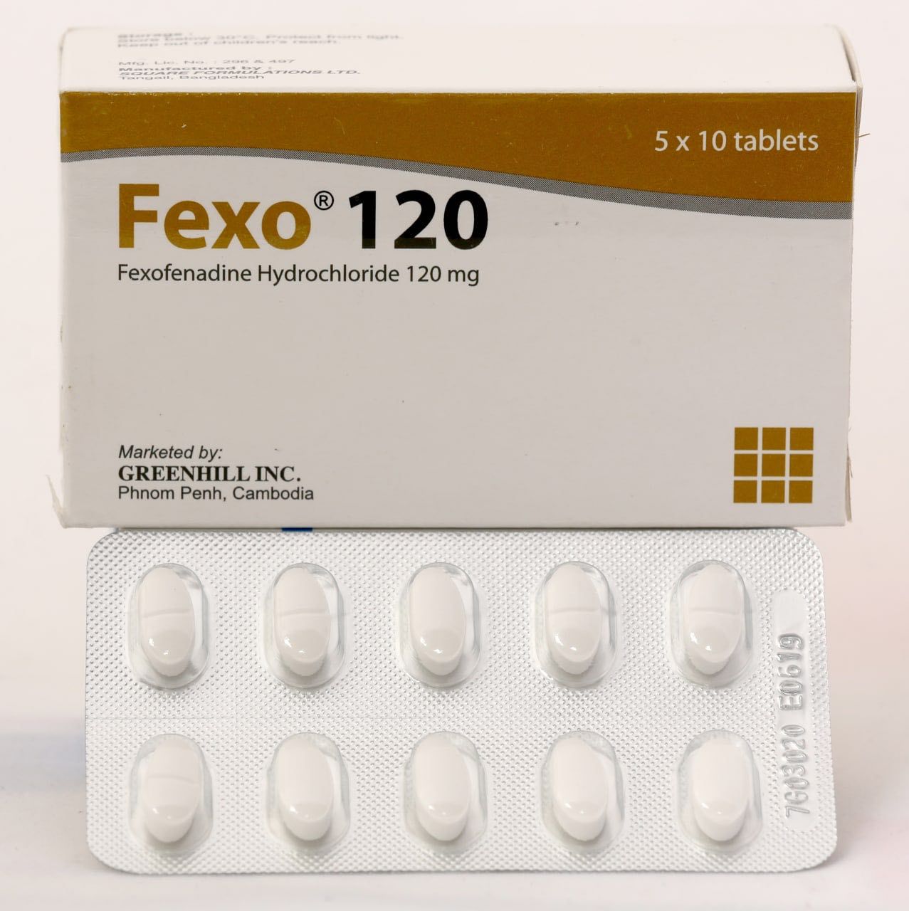 Fexo 120mg Tab Square (B/5x10 Tabs) - បាយមេដ ខេមបូឌា - Buymed Cambodia ...