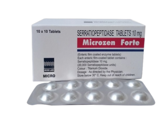 Microzen forte serratio peptidase 10mg micro lab (box/100tab) - បាយមេដ ...