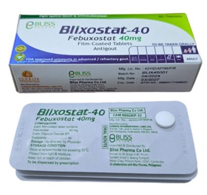 Blixostat febuxostat 40mg bliss pharma (box/30tab) - បាយមេដ ខេមបូឌា ...