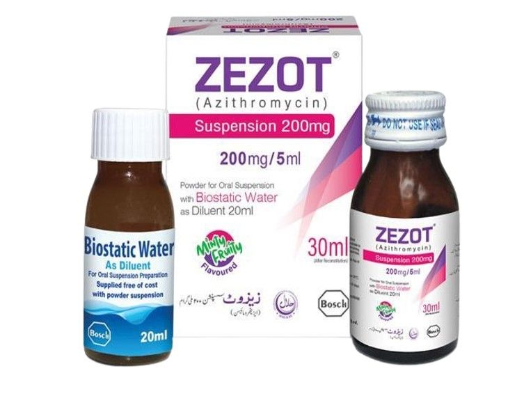 Zezot azithromycin 200mg/5ml with biostatic water bosch pharma (bot ...